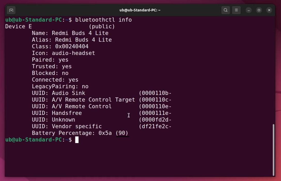 Как узнать процент заряда Bluetooth наушников в Linux Ubuntu Как узнать процент заряда Bluetooth наушников в Linux Ubuntu